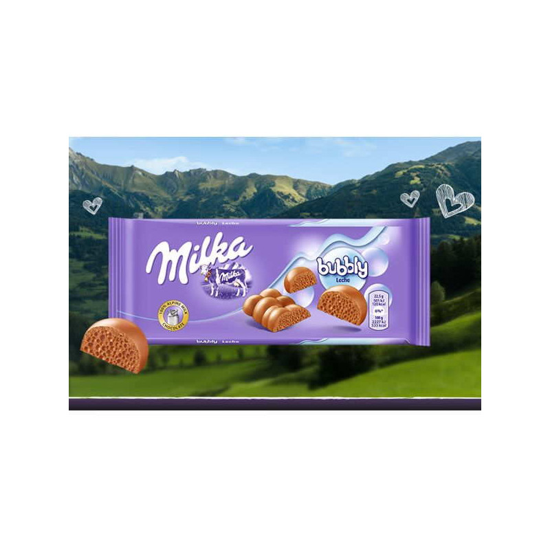 Milka bubbly chocolate con leche 90gr | hipergol.com
