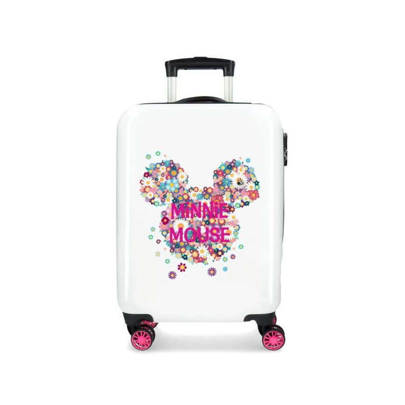 Maleta minnie mouse 68cm blanca y rosa | hipergol.com