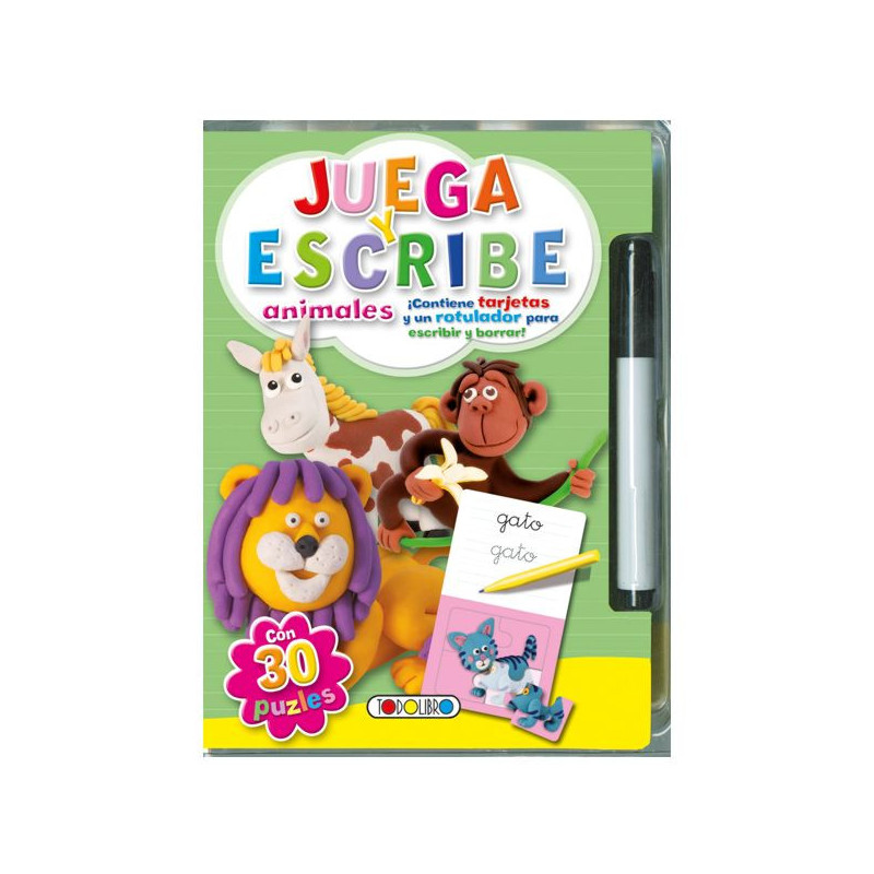 Libro juega y escribe animales con 30 puzles | hipergol.com