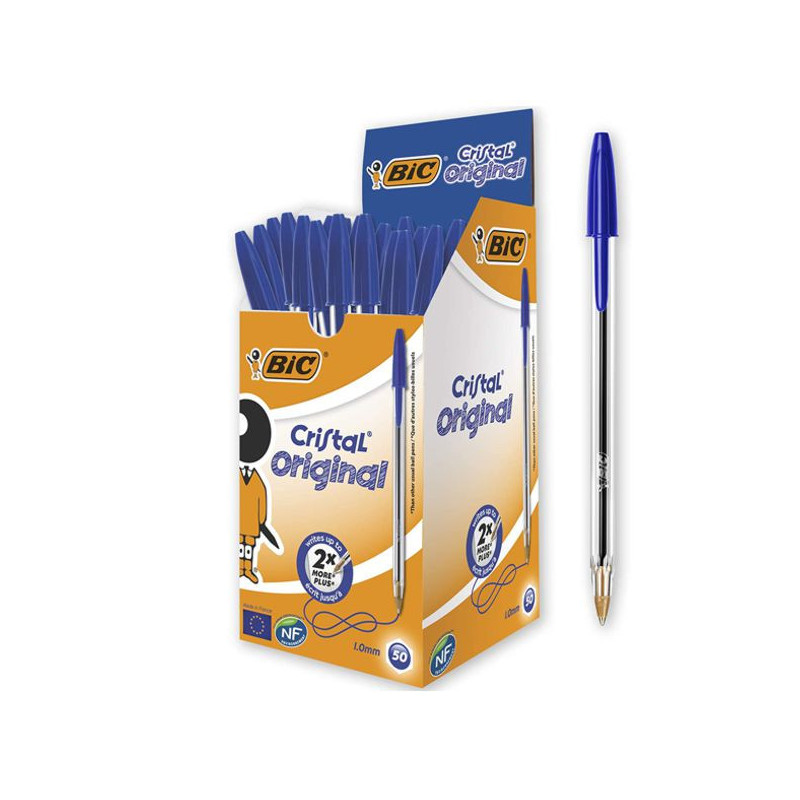 Bic cristal original bolígrafos azul 50u (1mm) | hipergol.com
