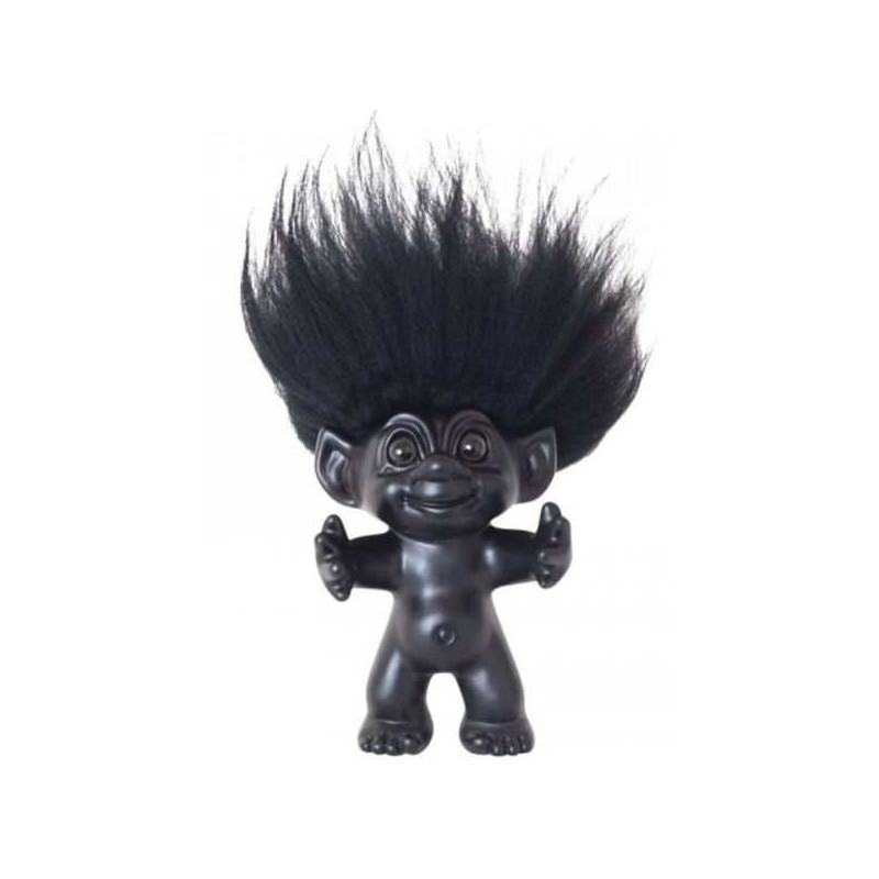 Figura negra Trolls 12 cm con pelo real de oveja - hipergol.com
