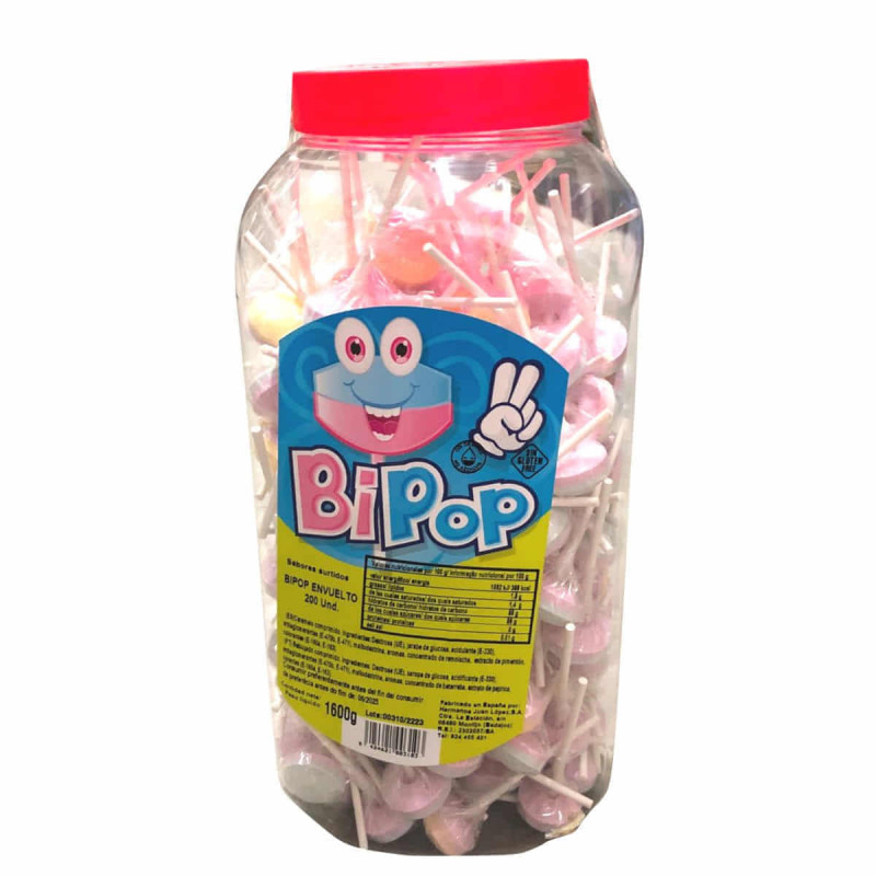 Caramelo con Palo de Dextrosa Bipop Envuelto - Envase 200 Unidades ...