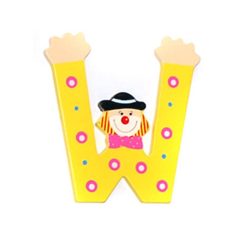 Letra infantil madera payaso w - hipergol.com