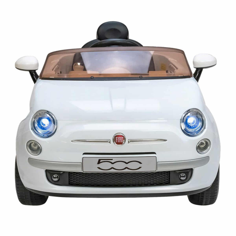 Coche fiat 500 blanco eléctrico 12v con mando - hipergol.com