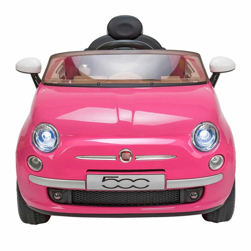 Coche fiat 500 rosa eléctrico 12v con mando - hipergol.com