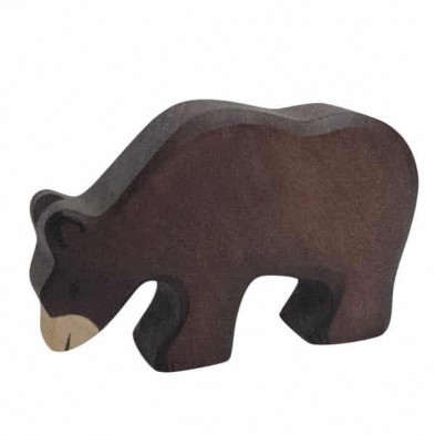 Figura de Oso Marrón Comiendo de Madera 15x2.8x11cm | Decoración ...
