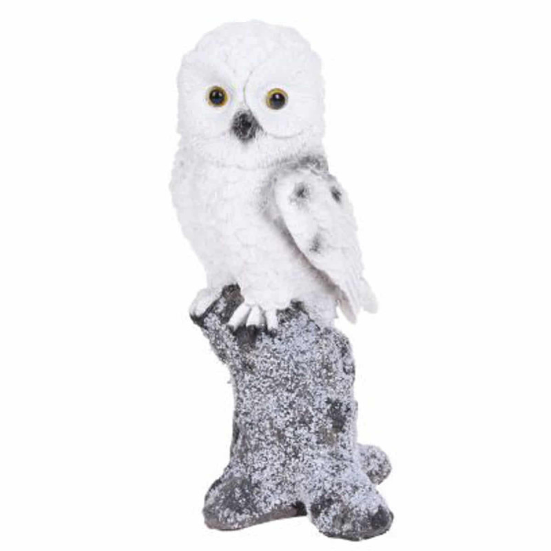 Búho blanco decorativo en árbol de 20 cm - Figura invernal elegante ...