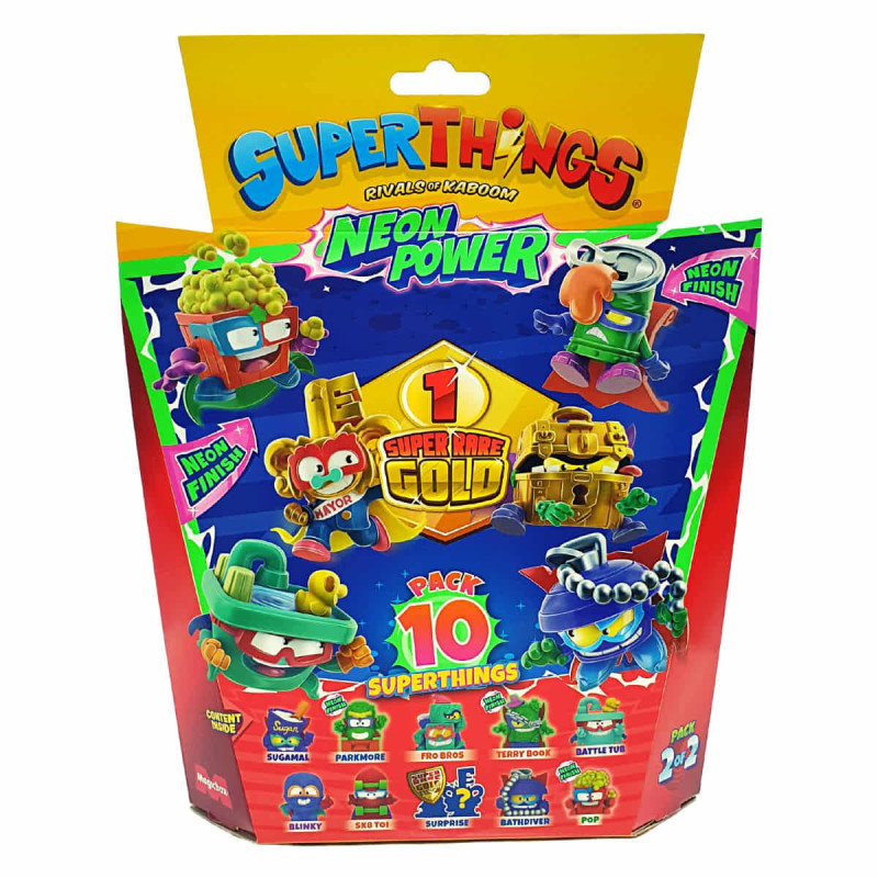 Pack 10 SuperThings Neon Power: Figura Dorada Exclusiva - hipergol.com