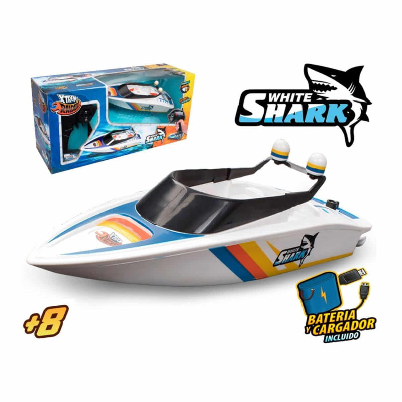 Lancha RC White Shark Xtrem doble motor resistente - hipergol.com