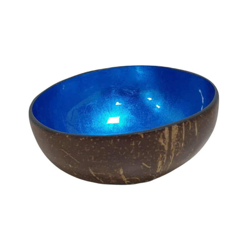 Cuenco de cáscara de coco azul metalizado - hipergol.com