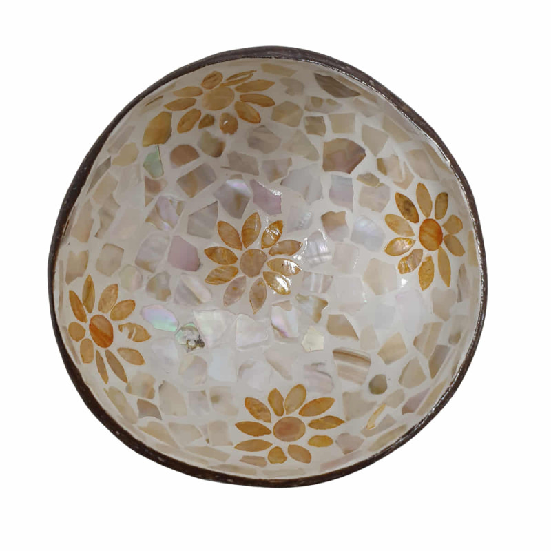 Cuenco de cáscara de coco flores - hipergol.com