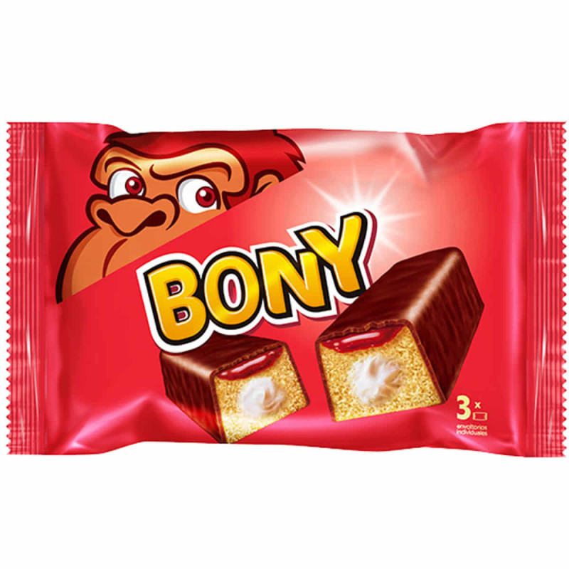 Bony® - Pastel con cobertura de cacao y relleno de crema sabor nata y ...