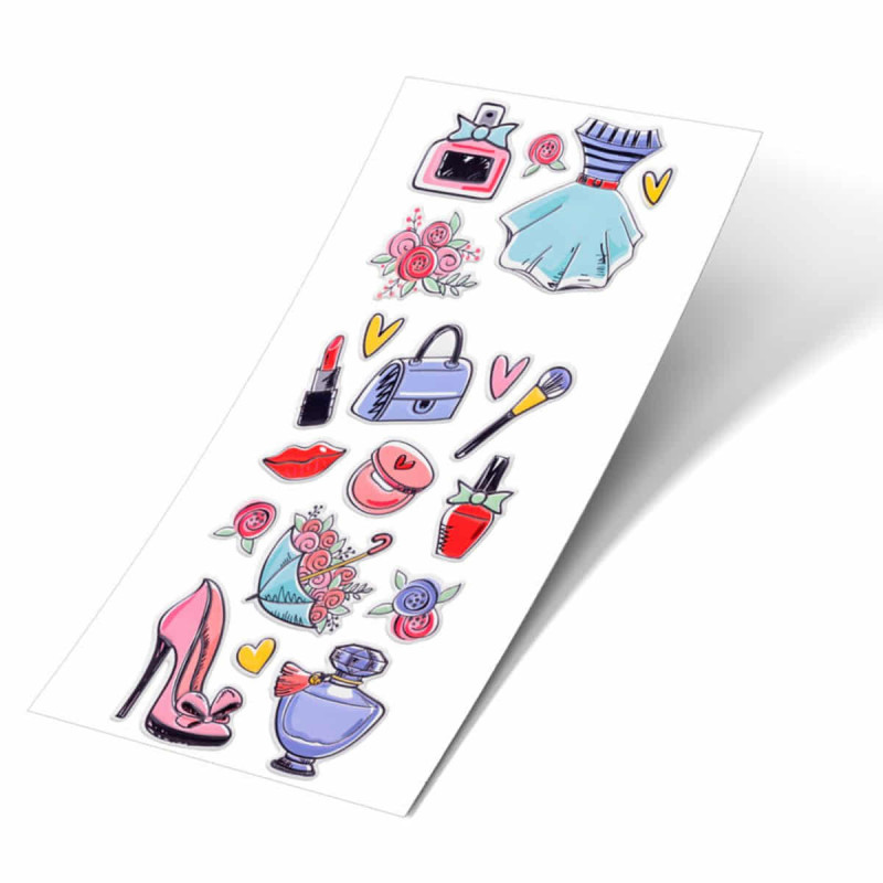 Stickers moda set 1 lamina 10x25cm - hipergol.com