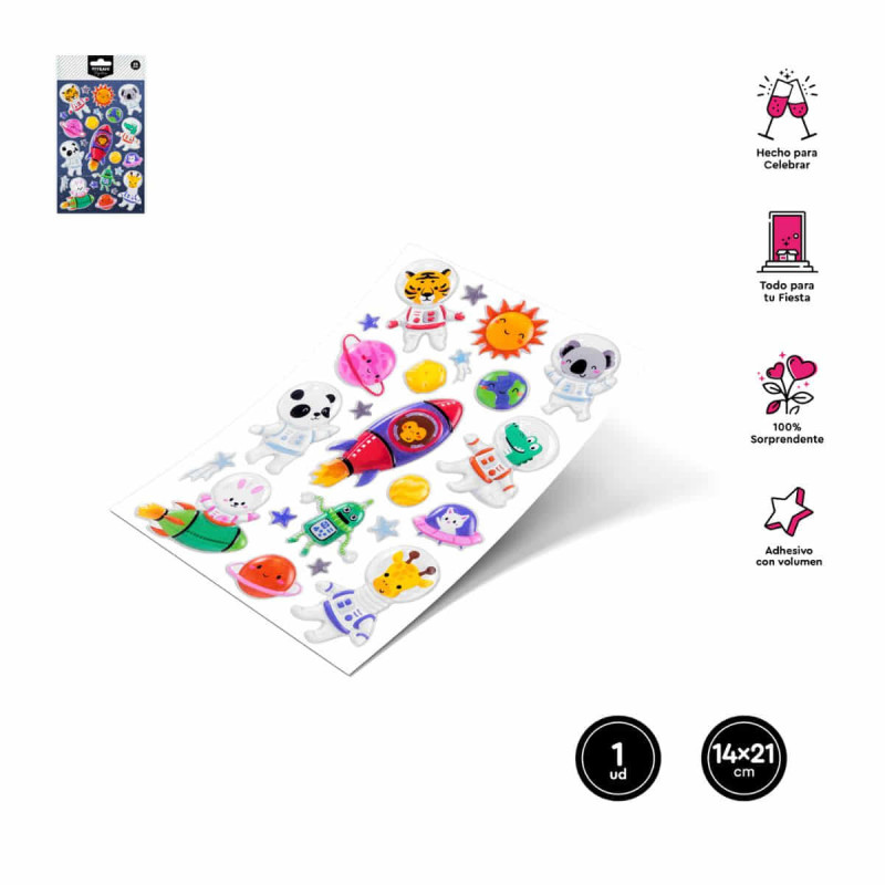Stickers cohete espacial lamina adhesiva 14x21cm - hipergol.com