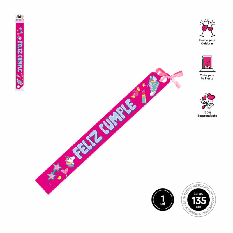 Banda infantil feliz cumple 135x8cm pvc - hipergol.com