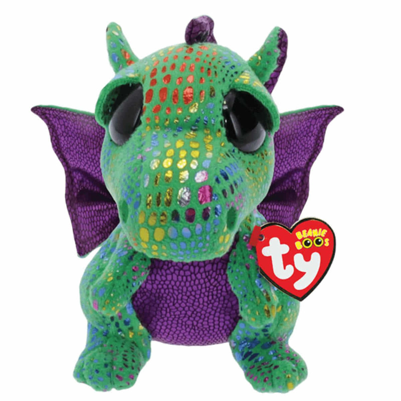Peluche beanie boos dragón cinder verde 15cm ty - hipergol.com