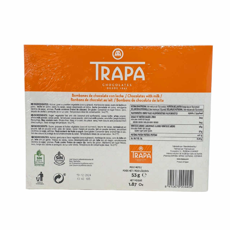 Bombones cofres leche trapa 53grs - hipergol.com