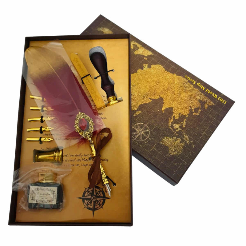 Set pluma artist calligraphy luxury pluma roja - hipergol.com