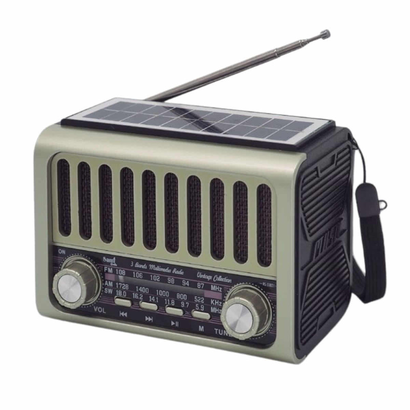 Radio vintage verde 3 bandas sami panel solar - hipergol.com