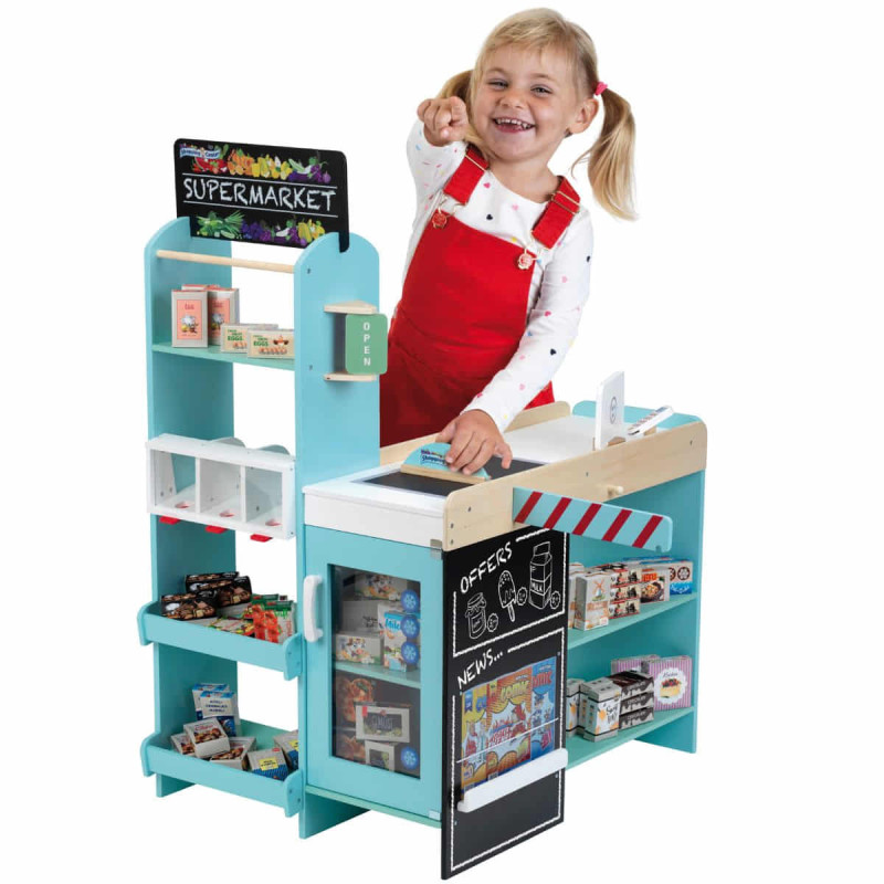 Supermercado de madera para niños – Juego educativo completo - hipergol.com