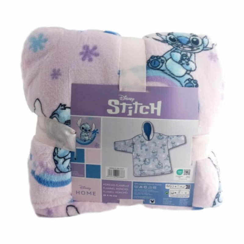 Poncho Stitch Rosa Franela | Diseño Disney y Máxima Suavidad - hipergol.com