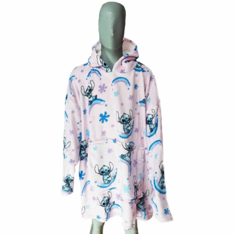 Poncho Stitch Rosa Franela | Diseño Disney y Máxima Suavidad - hipergol.com