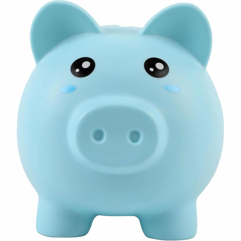 Hucha cerdito azul celeste - divertida y resistente - hipergol.com