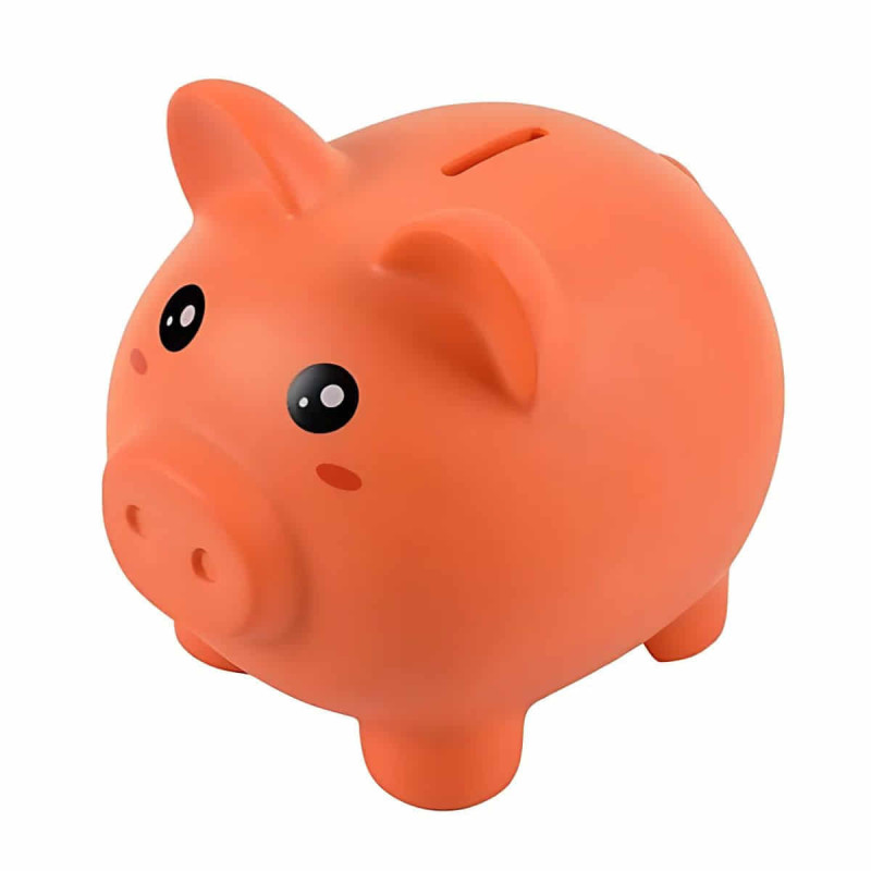 Hucha cerdo naranja infantil de plástico resistente - hipergol.com