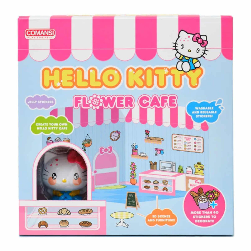 Hello Kitty – Figura oficial de Sanrio con Flower Café y stickers - hipergol.com